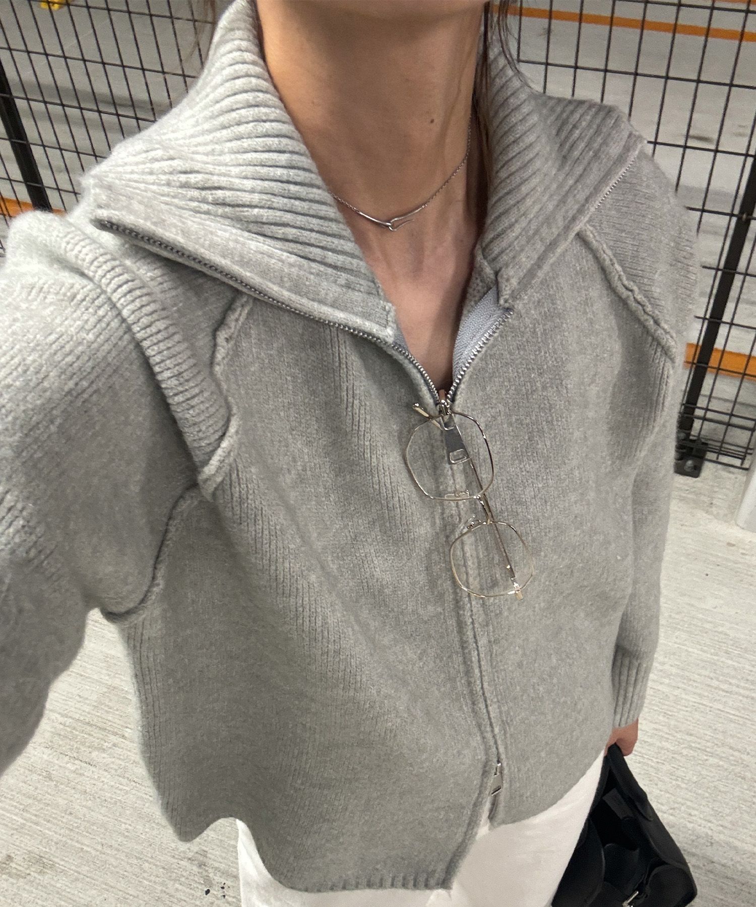 スタンドカラーダブルジップニット | Stand collar double zip knit